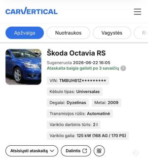 Синий Шкода Октавия 2010 в Вильнюс, объемом двигателя 1.97 л и пробегом 319 тыс. км за 4750 €, фото 27 на AUTOMOTO.COM.LV