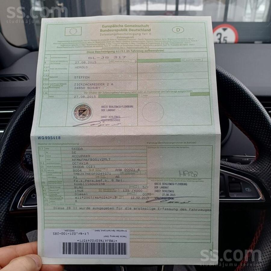 Zils Skoda Octavia 2015 Jūrmala, ar dzinēja tilpumu 2.00 L un nobraukumu 281 tūkst. km par 9500 €, foto 36 vietnē AUTOMOTO.COM.LV