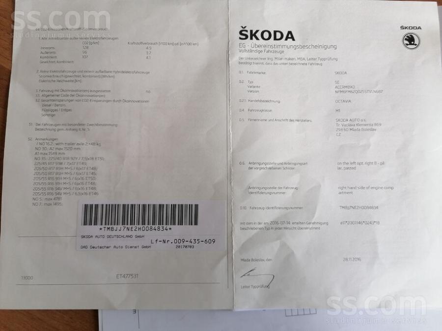 Zils Skoda Octavia 2016 Valmiera, ar dzinēja tilpumu 2.00 L un nobraukumu 90 tūkst. km par 11200 €, foto 7 vietnē AUTOMOTO.COM.LV