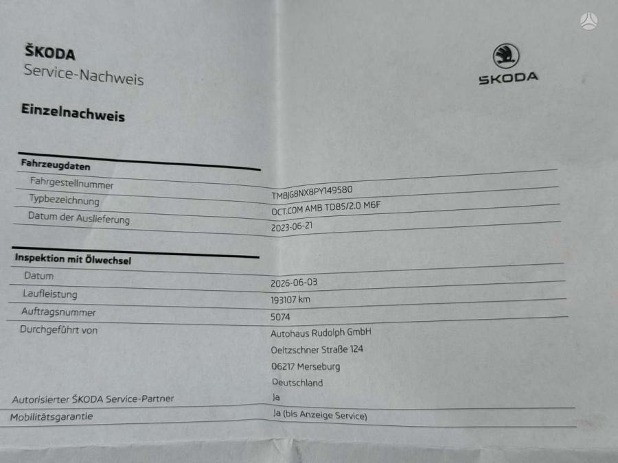 Синий Шкода Октавия 2023 в Вильнюс, объемом двигателя 1.97 л и пробегом 195 тыс. км за 13999 €, фото 35 на AUTOMOTO.COM.LV