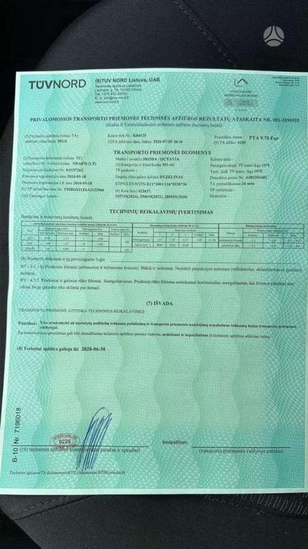 Коричневый Шкода Октавия 2010 в Вильнюс, объемом двигателя 1.90 л и пробегом 424 тыс. км за 1900 €, фото 9 на AUTOMOTO.COM.LV