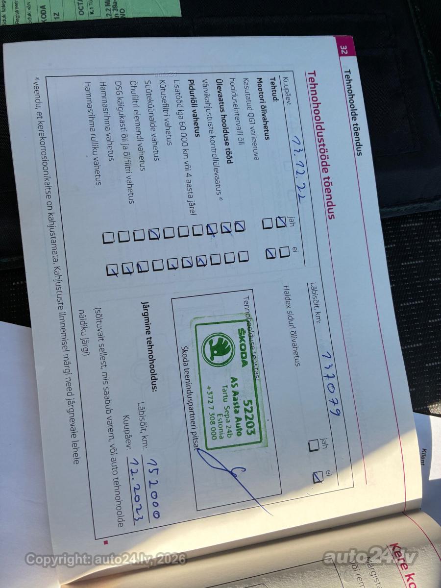 Зеленый Шкода Октавия 2012 в Пярну, объемом двигателя 1.20 л и пробегом 200 тыс. км за 3200 €, фото 16 на AUTOMOTO.COM.LV