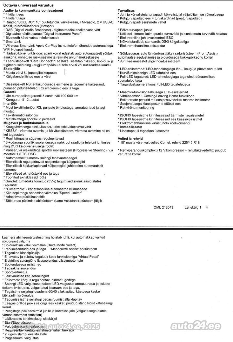 Zaļš Skoda Octavia 2024 Tallina, ar dzinēja tilpumu 2.00 L un nobraukumu 32 tūkst. km par 36000 €, foto 27 vietnē AUTOMOTO.COM.LV
