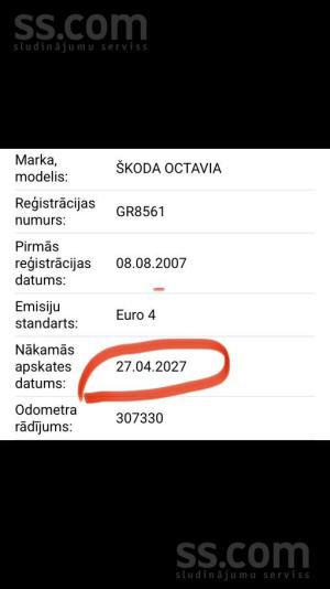 Pelēks Skoda Octavia 2007 Jelgava, ar dzinēja tilpumu 1.90 L un nobraukumu 309 tūkst. km par 1490 €, foto 19 vietnē AUTOMOTO.COM.LV