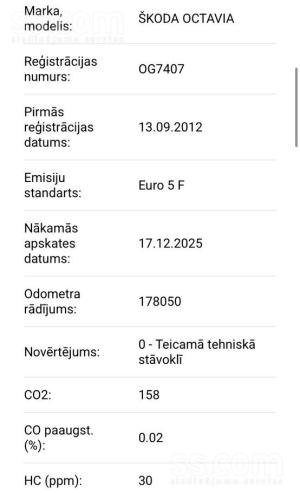 Grey Skoda Octavia 2012 in Riga, with an engine capacity of 1.80 L and mileage of 180 thousand km for 3990 €, photo 25 on AUTOMOTO.COM.LV