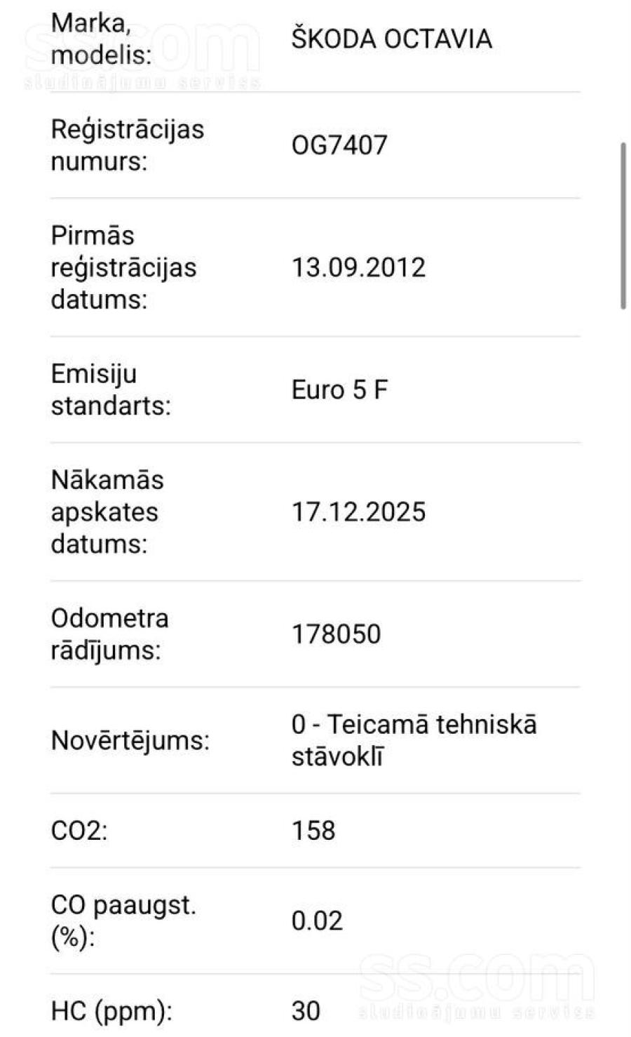 Grey Skoda Octavia 2012 in Riga, with an engine capacity of 1.80 L and mileage of 180 thousand km for 3990 €, photo 25 on AUTOMOTO.COM.LV