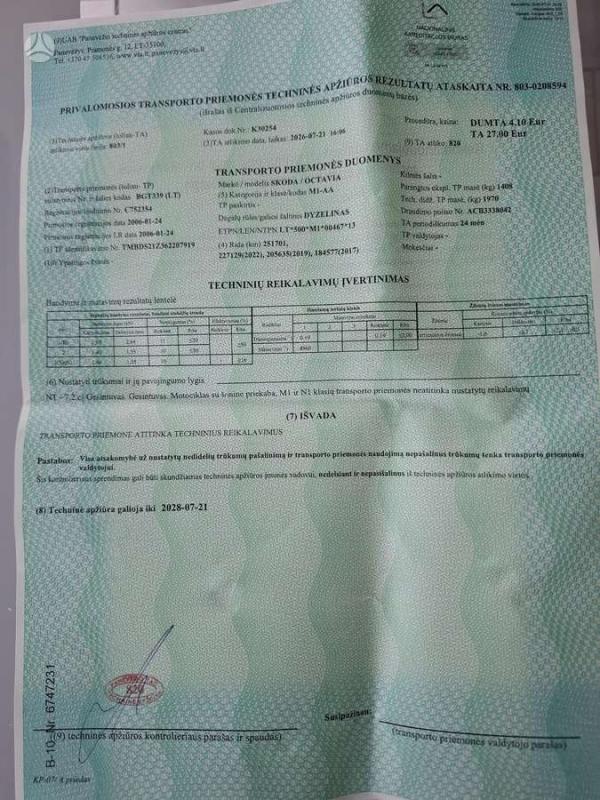 Pelēks Skoda Octavia 2006 Panevēža, ar dzinēja tilpumu 1.90 L un nobraukumu 250 tūkst. km par 1750 €, foto 9 vietnē AUTOMOTO.COM.LV