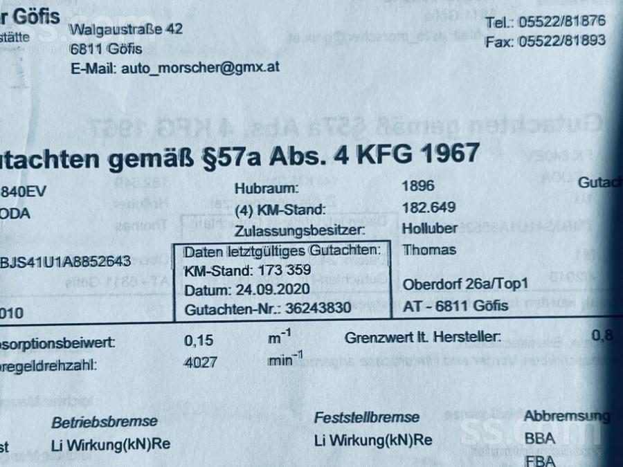 Серый Шкода Октавия 2010 в Даугавпилс, объемом двигателя 1.90 л и пробегом 242 тыс. км за 9450 €, фото 31 на AUTOMOTO.COM.LV
