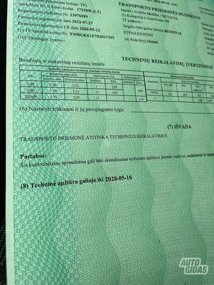 Серый Шкода Октавия 2012 в Каунас, объемом двигателя 1.80 л и пробегом 255 тыс. км за 2850 €, фото 26 на AUTOMOTO.COM.LV