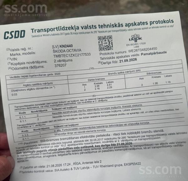 Серый Шкода Октавия 2012 в Рига, объемом двигателя 2.00 л и пробегом 376 тыс. км за 3000 €, фото 10 на AUTOMOTO.COM.LV