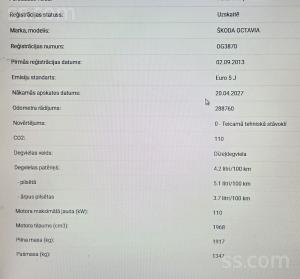 Pelēks Skoda Octavia 2013 Rīga, ar dzinēja tilpumu 2.00 L un nobraukumu 289 tūkst. km par 4490 €, foto 19 vietnē AUTOMOTO.COM.LV