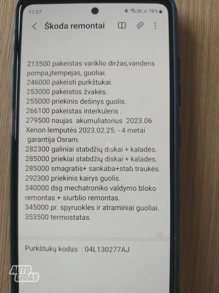 Grey Skoda Octavia 2015 in Vilnius, with an engine capacity of 1.60 L and mileage of 355 thousand km for 4950 €, photo 8 on AUTOMOTO.COM.LV