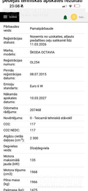 Серый Шкода Октавия 2015 в Талси, объемом двигателя 2.00 л и пробегом 207 тыс. км за 11495 €, фото 24 на AUTOMOTO.COM.LV