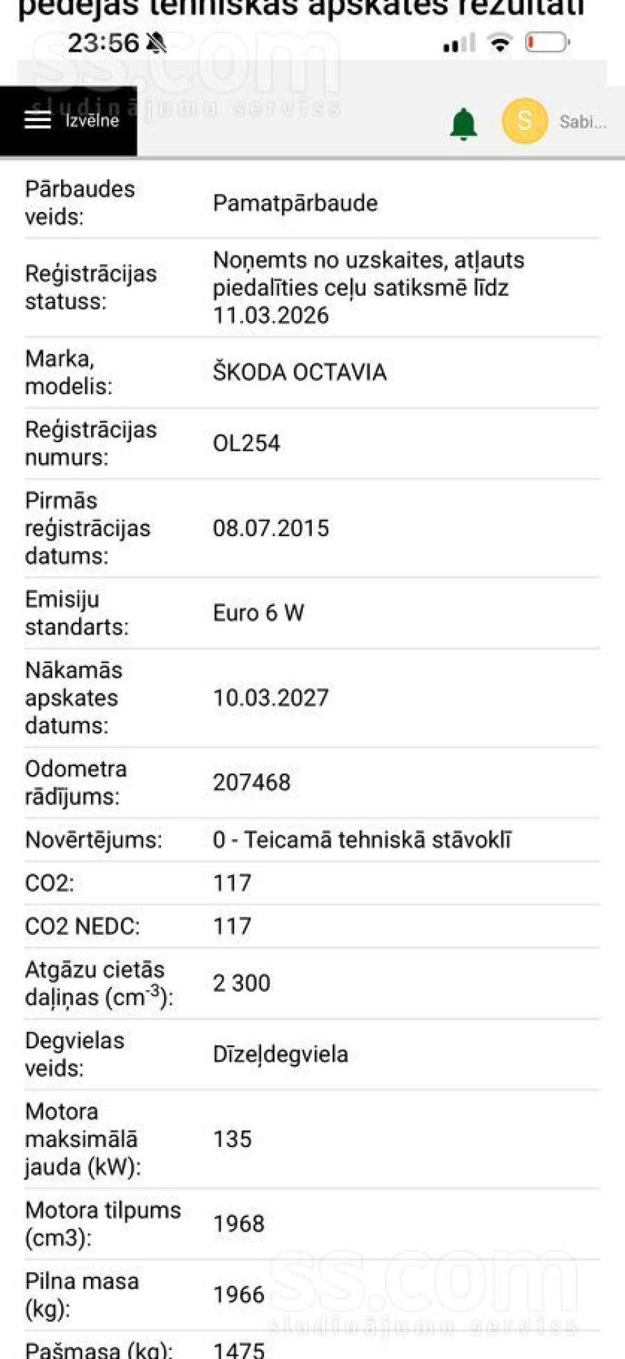 Серый Шкода Октавия 2015 в Талси, объемом двигателя 2.00 л и пробегом 207 тыс. км за 11495 €, фото 24 на AUTOMOTO.COM.LV