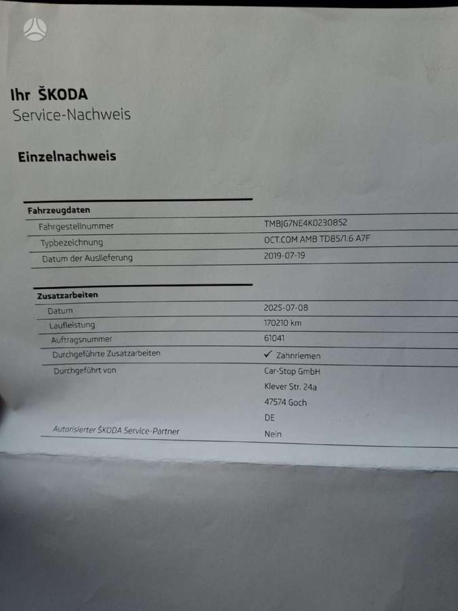 Grey Skoda Octavia 2019 in Kaunas, with an engine capacity of 1.60 L and mileage of 187 thousand km for 9090 €, photo 32 on AUTOMOTO.COM.LV