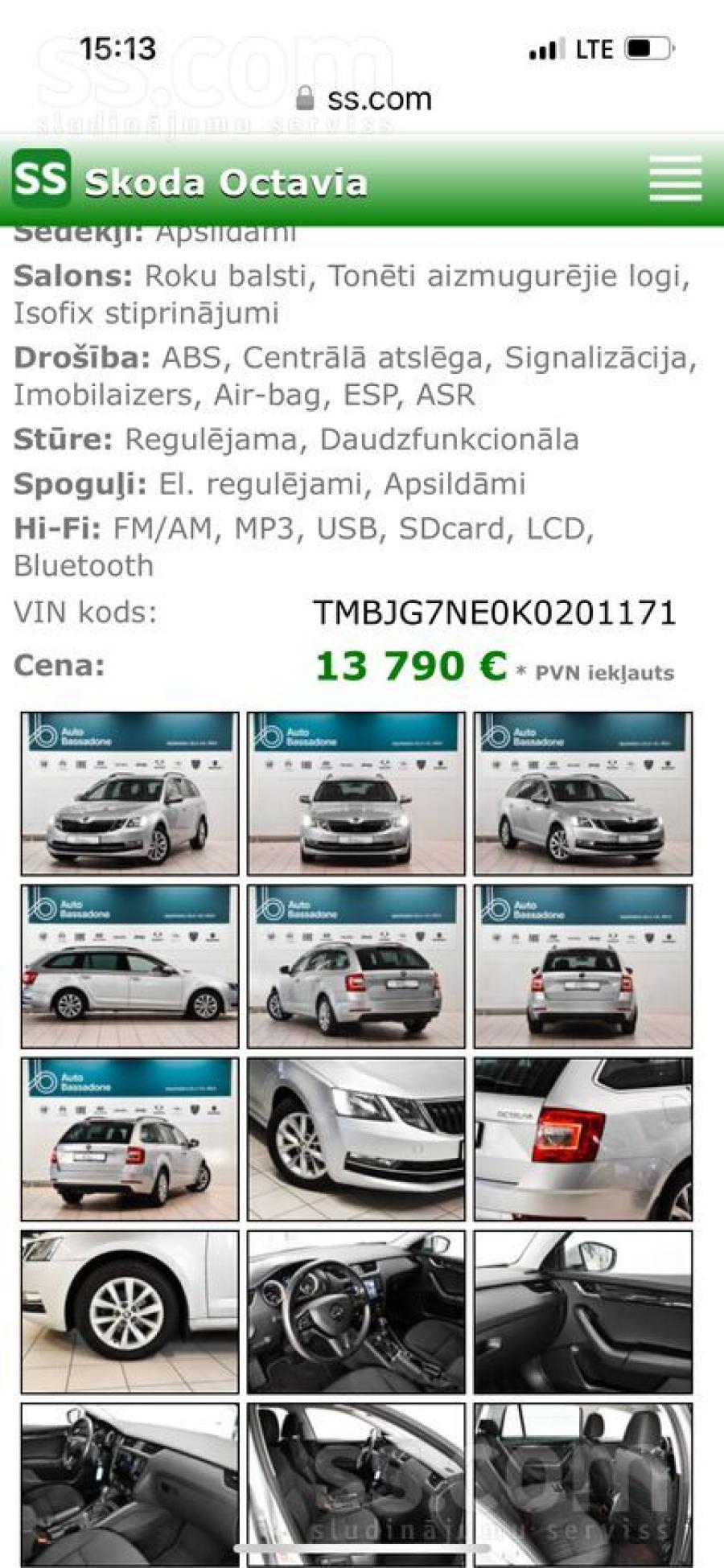Pelēks Skoda Octavia 2019 Rīga, ar dzinēja tilpumu 1.60 L un nobraukumu 155 tūkst. km par 9500 €, foto 20 vietnē AUTOMOTO.COM.LV