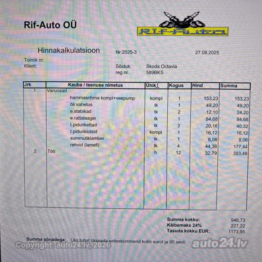 Красный Шкода Октавия 2013 в Йыгева, объемом двигателя 1.20 л и пробегом 285 тыс. км за 4300 €, фото 20 на AUTOMOTO.COM.LV