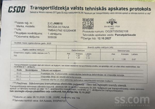 Red Skoda Octavia 2014 in Riga, with an engine capacity of 1.60 L and mileage of 305 thousand km for 3200 €, photo 5 on AUTOMOTO.COM.LV