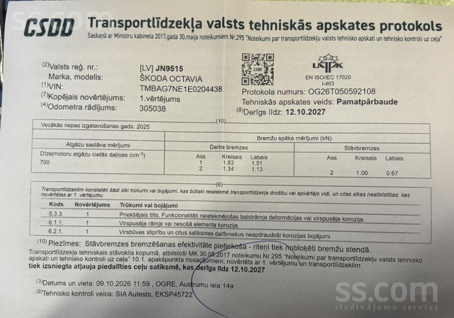 Red Skoda Octavia 2014 in Riga, with an engine capacity of 1.60 L and mileage of 305 thousand km for 3200 €, photo 5 on AUTOMOTO.COM.LV
