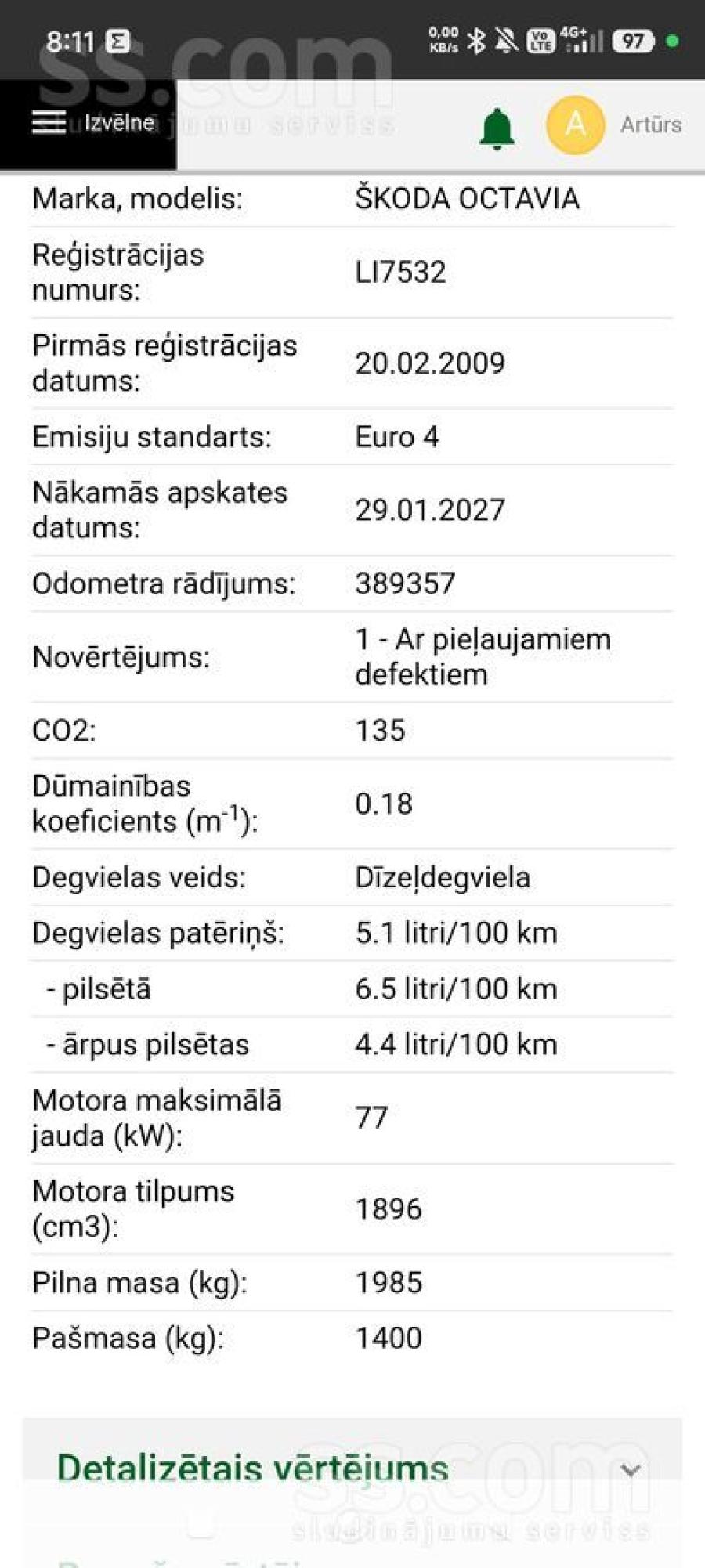 Sarkans Skoda Octavia 2009 Rēzekne, ar dzinēja tilpumu 1.90 L un nobraukumu 395 tūkst. km par 2700 €, foto 20 vietnē AUTOMOTO.COM.LV