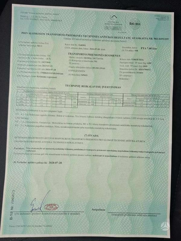 Красный Шкода Октавия 2013 в Утена, объемом двигателя 1.97 л и пробегом 345 тыс. км за 4200 €, фото 8 на AUTOMOTO.COM.LV