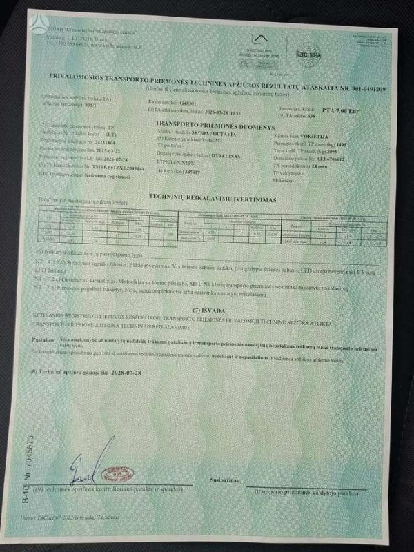 Красный Шкода Октавия 2013 в Утена, объемом двигателя 1.97 л и пробегом 345 тыс. км за 3800 €, фото 9 на AUTOMOTO.COM.LV