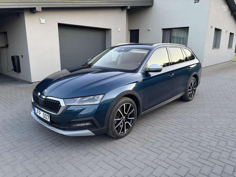 Blue Skoda Octavia Scout 2023 in Salcininkai, with an engine capacity of 1.97 L and mileage of 215 thousand km for 20500 €, photo 1 on AUTOMOTO.COM.LV
