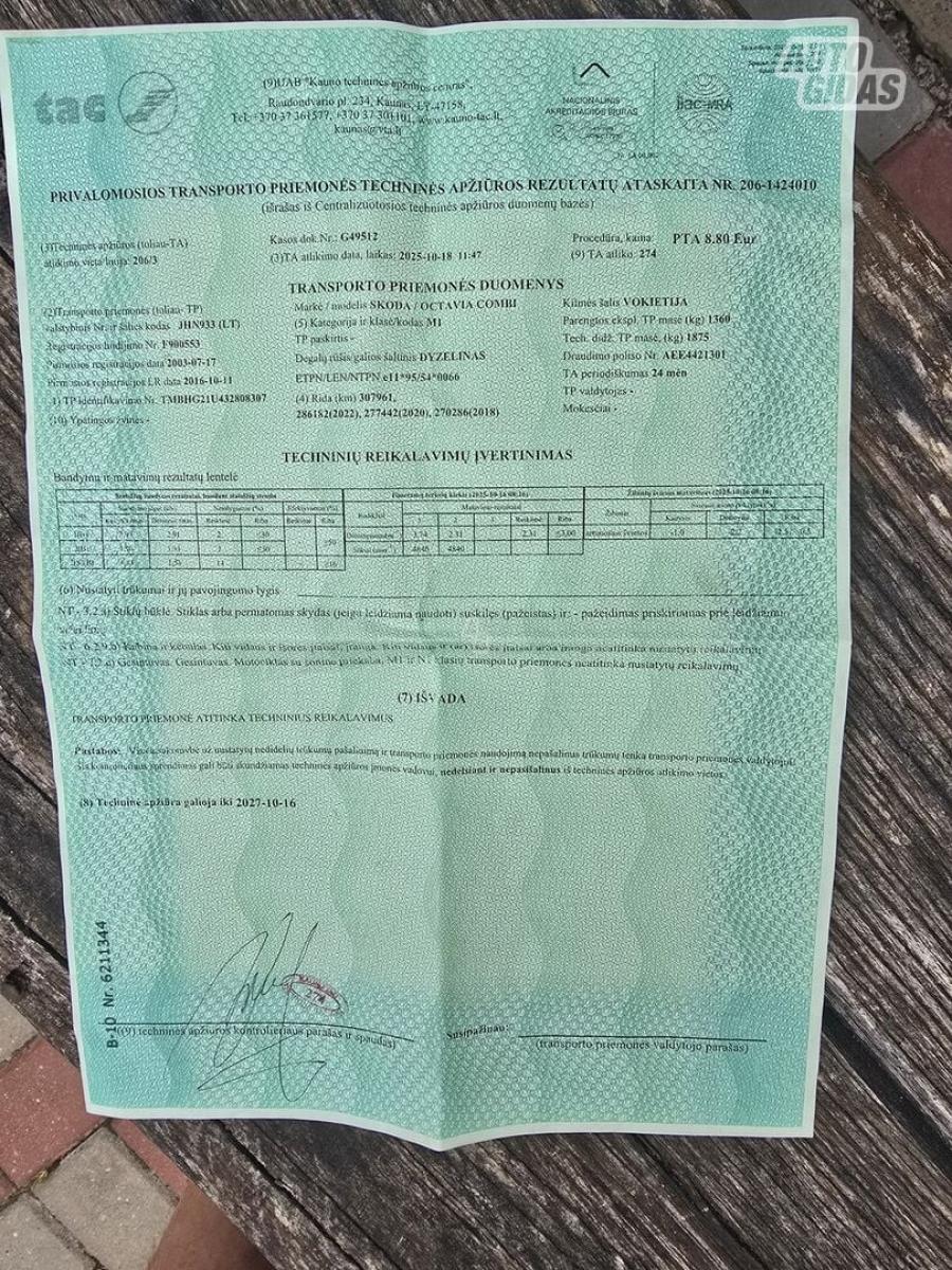 Шкода Октавия 2004 в Каунас, объемом двигателя 1.90 л и пробегом 320 тыс. км за 1400 €, фото 8 на AUTOMOTO.COM.LV