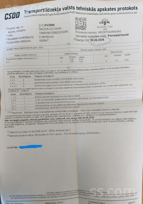 Skoda Octavia 2010 Rīga, ar dzinēja tilpumu 1.90 L un nobraukumu 401 tūkst. km par 600 €, foto 10 vietnē AUTOMOTO.COM.LV