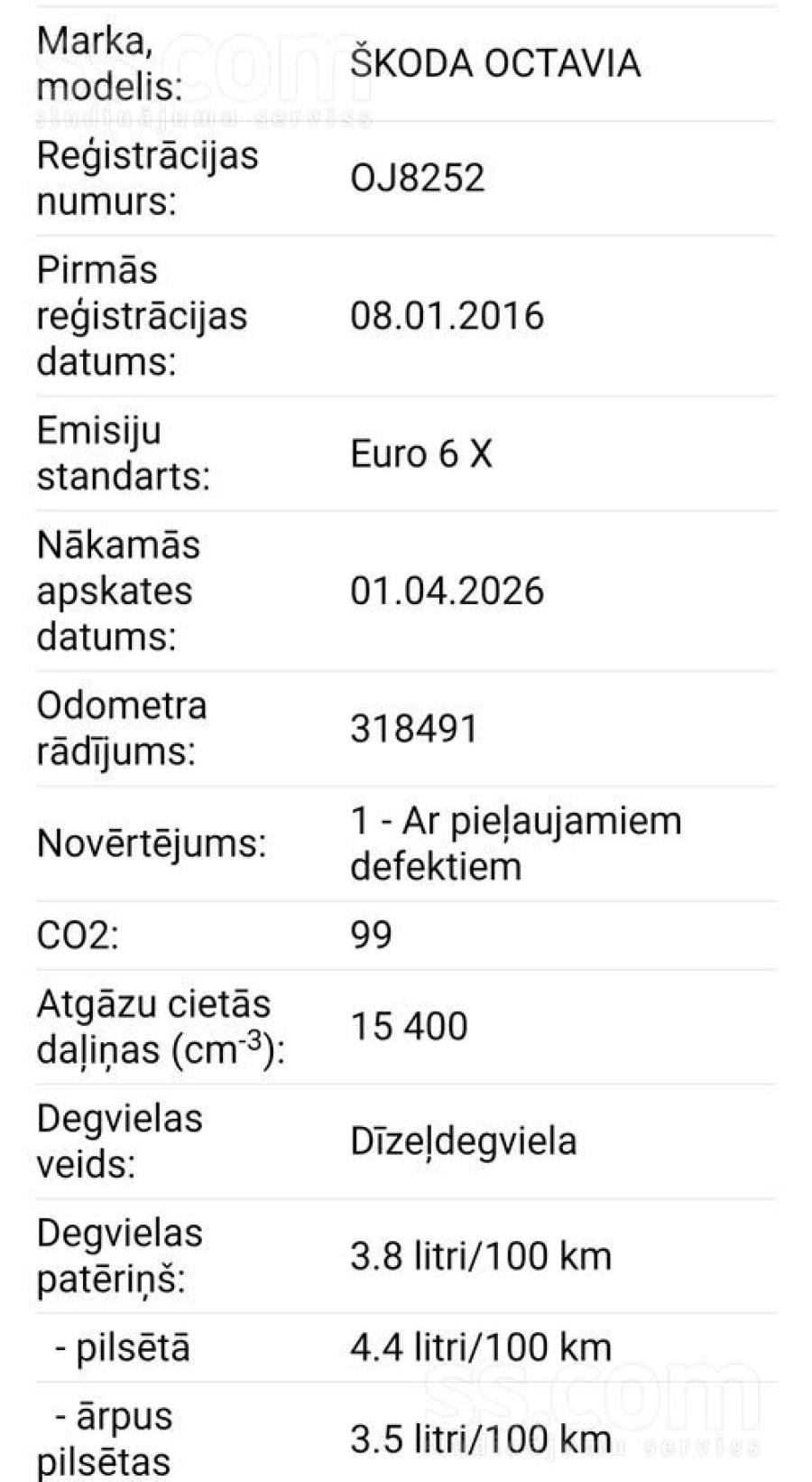 Шкода Октавия 2016 в Рига, объемом двигателя 1.60 л и пробегом 335 тыс. км за 4300 €, фото 33 на AUTOMOTO.COM.LV