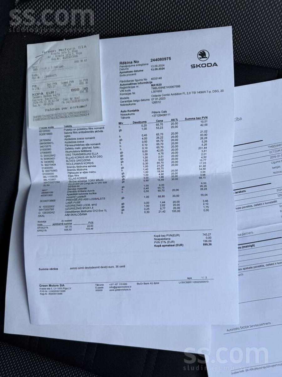 Skoda Octavia 2019 in Riga, with an engine capacity of 2.00 L and mileage of 139 thousand km for 12975 €, photo 17 on AUTOMOTO.COM.LV