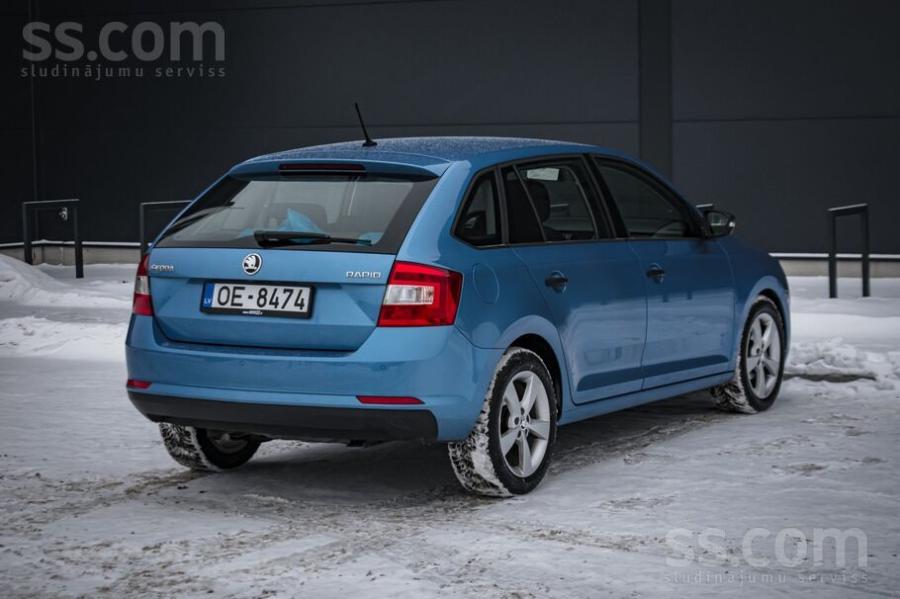 Blue Skoda Rapid 2015 in Riga, with an engine capacity of 1.40 L and mileage of 0 thousand km for 6490 €, photo 4 on AUTOMOTO.COM.LV