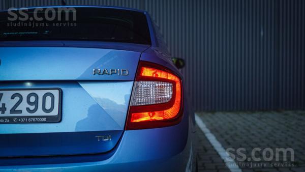 Blue Skoda Rapid 2013 in Riga, with an engine capacity of 1.60 L and mileage of 270 thousand km for 4000 €, photo 4 on AUTOMOTO.COM.LV
