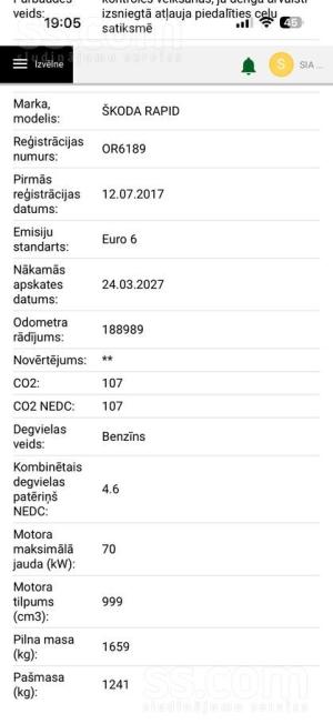 Red Skoda Rapid 2017 in Riga, with an engine capacity of 1.00 L and mileage of 189 thousand km for 7500 €, photo 27 on AUTOMOTO.COM.LV