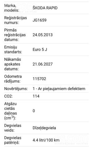 Skoda Rapid 2013 Rīga, ar dzinēja tilpumu 1.60 L un nobraukumu 115 tūkst. km par 4990 €, foto 24 vietnē AUTOMOTO.COM.LV