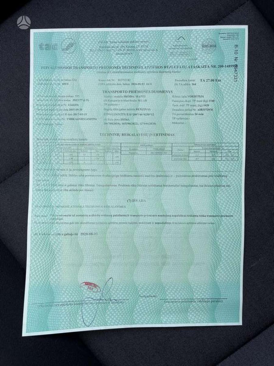 Белый Шкода Рапид 2015 в Каунас, объемом двигателя 1.20 л и пробегом 255 тыс. км за 4150 €, фото 12 на AUTOMOTO.COM.LV