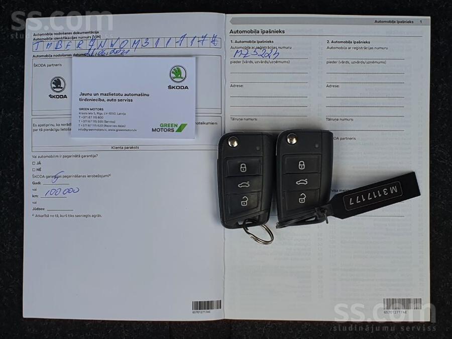 Blue Skoda Scala 2021 in Riga, with an engine capacity of 1.00 L and mileage of 75 thousand km for 13900 €, photo 36 on AUTOMOTO.COM.LV