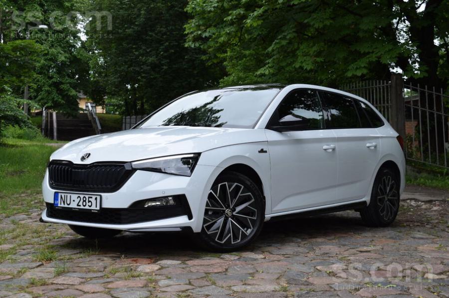 White Skoda Scala 2024 in Riga, with an engine capacity of 1.50 L and mileage of 22 thousand km for 21990 €, photo 1 on AUTOMOTO.COM.LV
