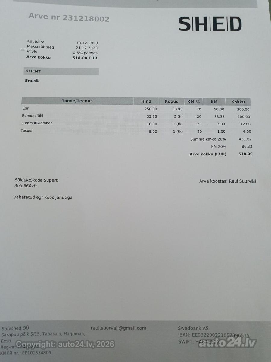 Бежевый Шкода Суперб 2014 в Таллин, объемом двигателя 1.60 л и пробегом 349 тыс. км за 4800 €, фото 13 на AUTOMOTO.COM.LV