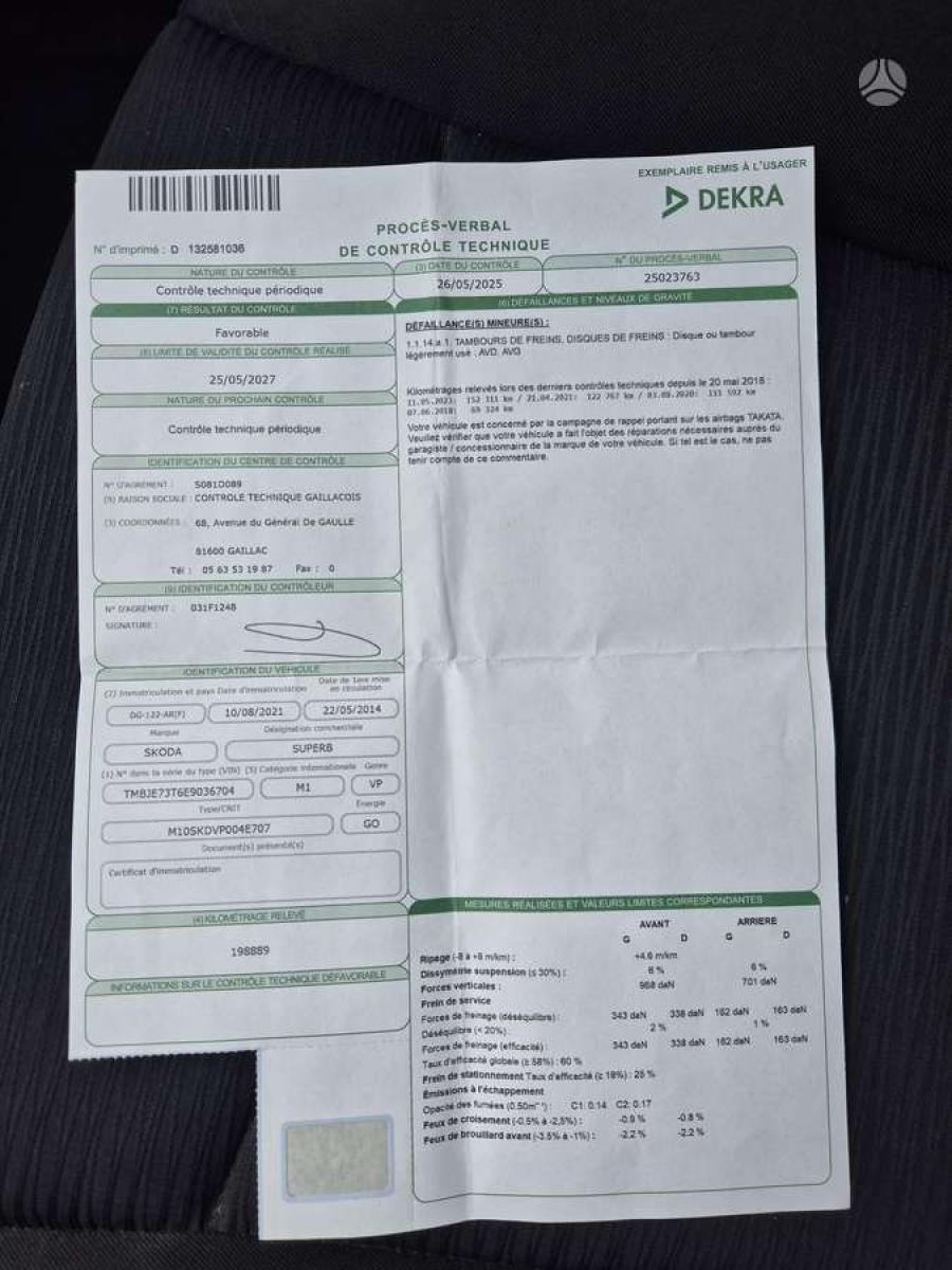 Black Skoda SuperB 2014 in Utena, with an engine capacity of 1.97 L and mileage of 215 thousand km for 7300 €, photo 20 on AUTOMOTO.COM.LV
