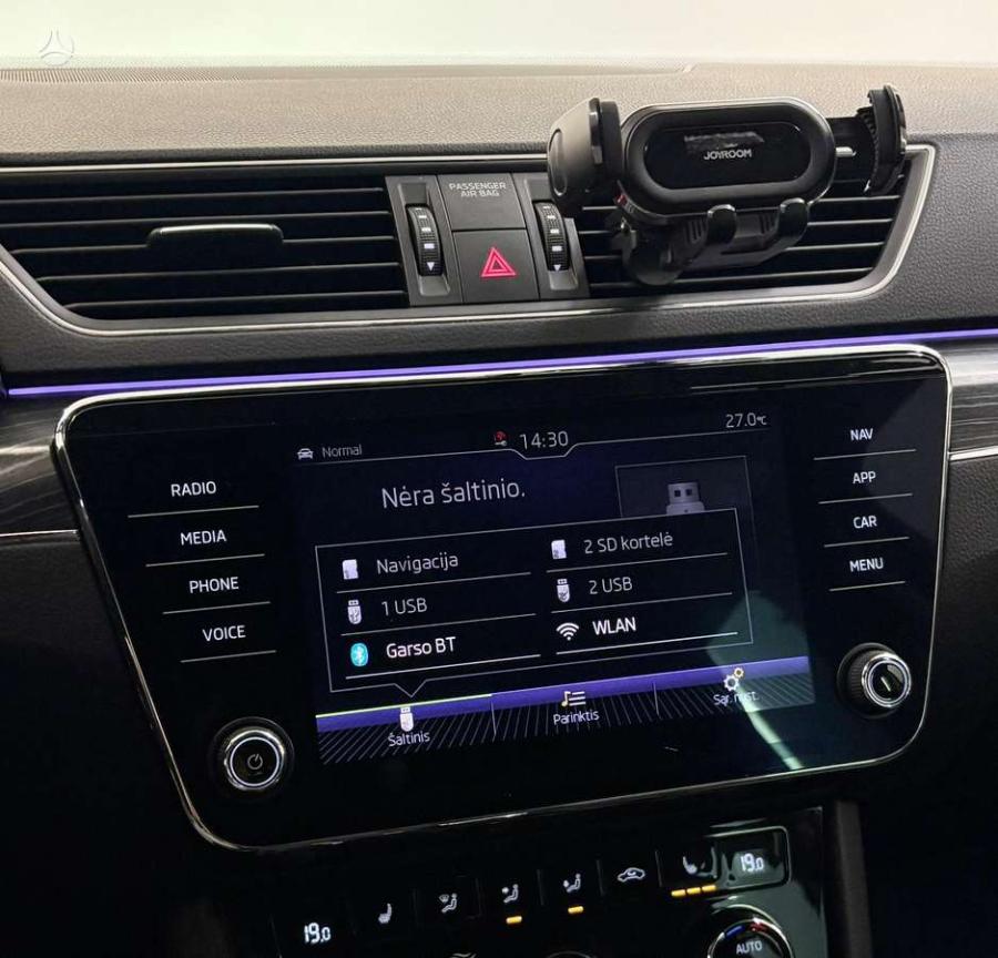 Black Skoda SuperB 2019 in Marijampole, with an engine capacity of 1.97 L and mileage of 221 thousand km for 18450 €, photo 30 on AUTOMOTO.COM.LV