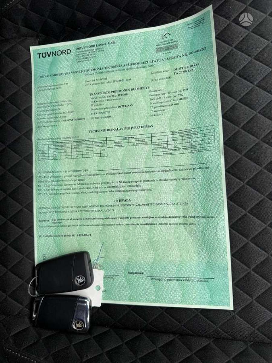 Black Skoda SuperB 2021 in Vilnius, with an engine capacity of 1.97 L and mileage of 286 thousand km for 11400 €, photo 17 on AUTOMOTO.COM.LV