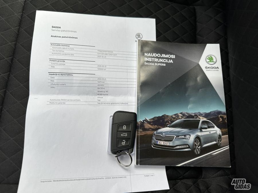 Black Skoda SuperB 2023 in Avizieniai, with an engine capacity of 1.50 L and mileage of 35 thousand km for 21950 €, photo 28 on AUTOMOTO.COM.LV