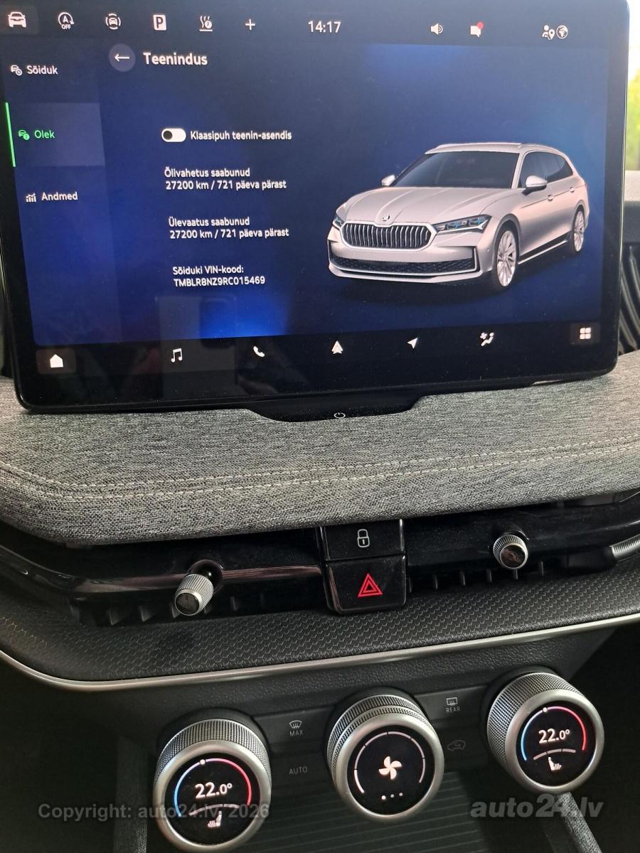 Black Skoda SuperB 2024 in Tallinn, with an engine capacity of 2.00 L and mileage of 23 thousand km for 38680 €, photo 20 on AUTOMOTO.COM.LV