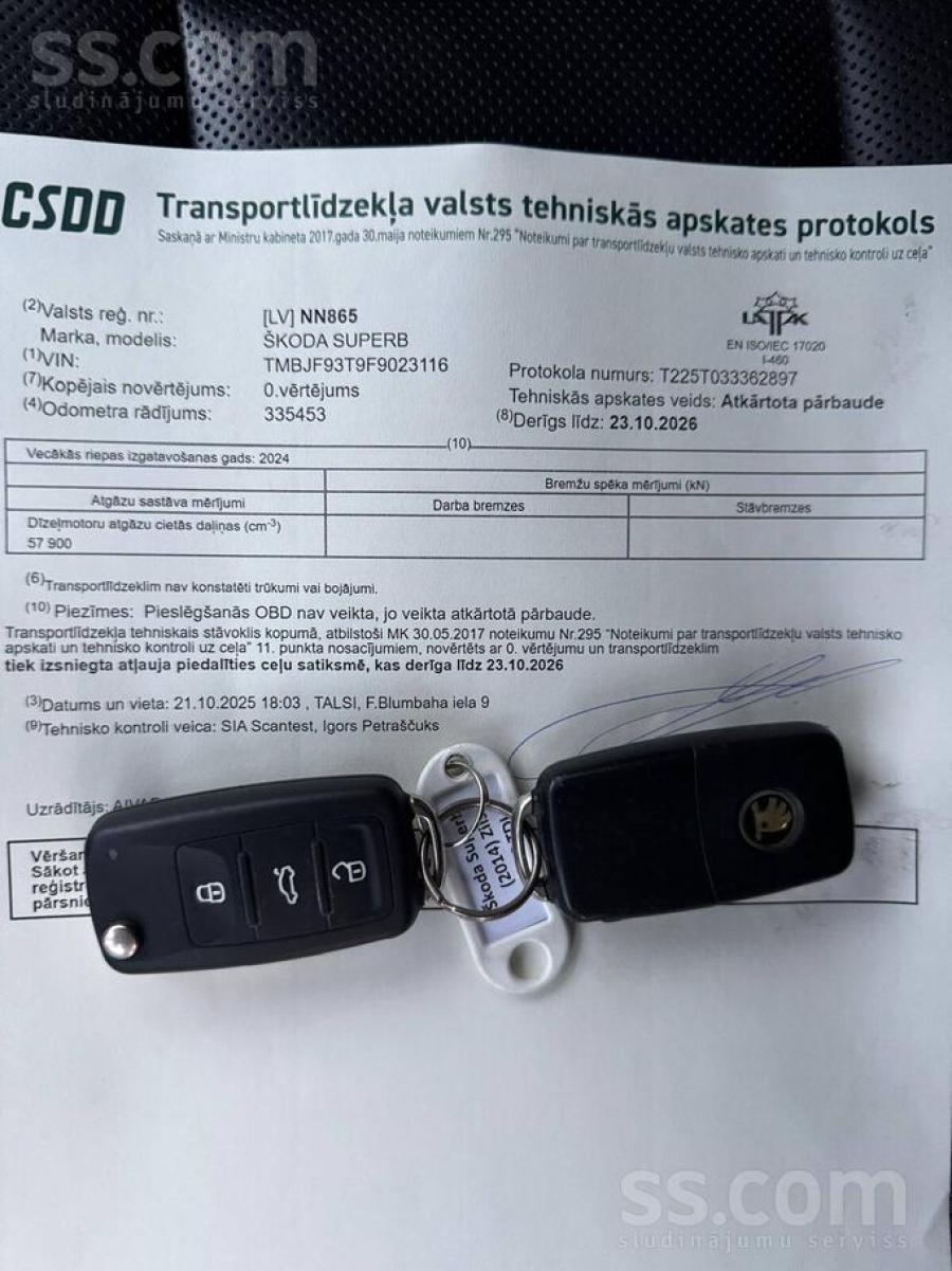 Blue Skoda SuperB 2014 in Talsi, with an engine capacity of 2.00 L and mileage of 335 thousand km for 6300 €, photo 17 on AUTOMOTO.COM.LV