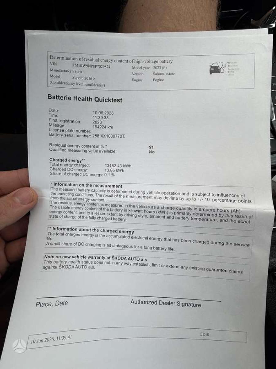Синий Шкода Суперб 2023 в Ионава, объемом двигателя 1.40 л и пробегом 196 тыс. км за 18900 €, фото 30 на AUTOMOTO.COM.LV
