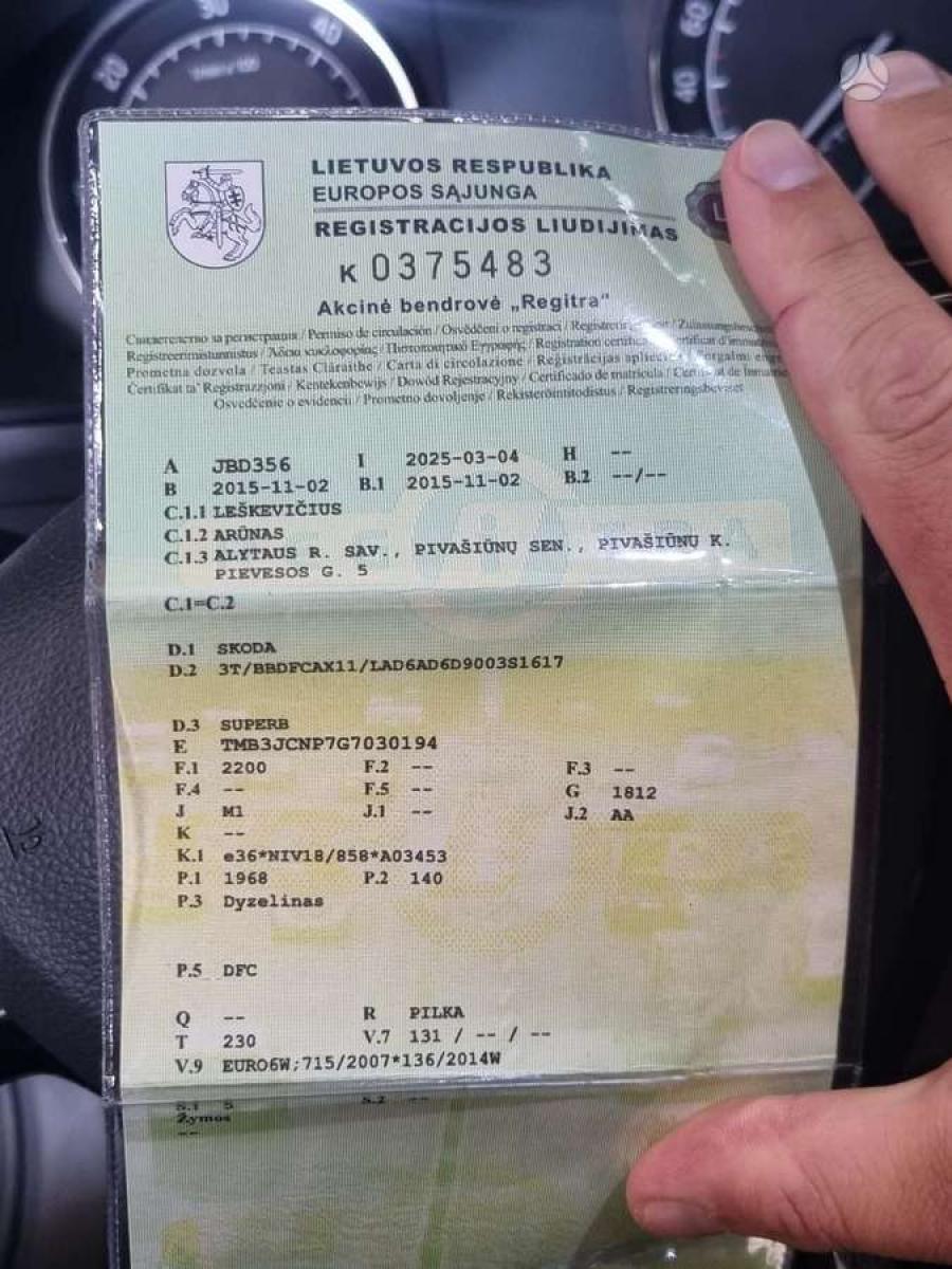 Серый Шкода Суперб 2015 в Алитус, объемом двигателя 1.97 л и пробегом 300 тыс. км за 10700 €, фото 21 на AUTOMOTO.COM.LV
