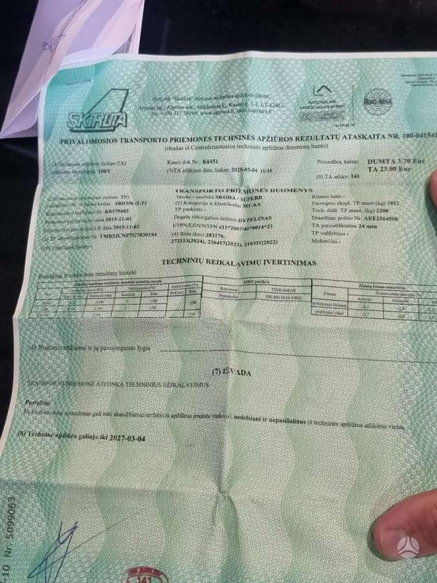 Серый Шкода Суперб 2015 в Алитус, объемом двигателя 1.97 л и пробегом 300 тыс. км за 10700 €, фото 22 на AUTOMOTO.COM.LV