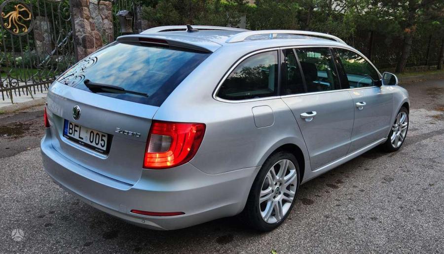 Grey Skoda SuperB 2011 in Vilnius, with an engine capacity of 1.97 L and mileage of 210 thousand km for 4650 €, photo 6 on AUTOMOTO.COM.LV