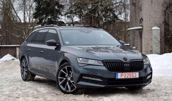 Grey Skoda SuperB 2021 in Vilnius, with an engine capacity of 1.97 L and mileage of 214 thousand km for 22450 €, photo 1 on AUTOMOTO.COM.LV